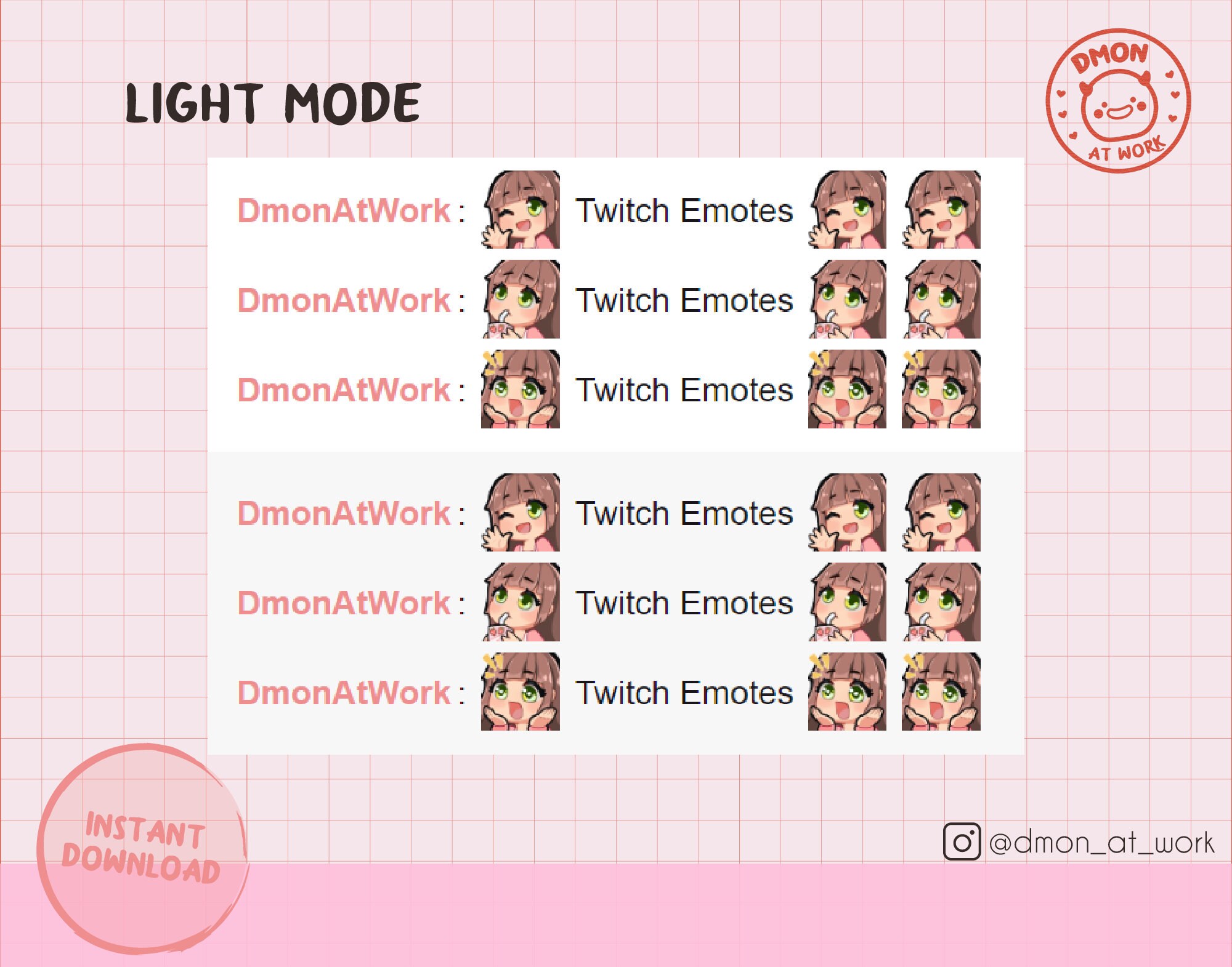 Twitch Emote Bundle Light Brown Bangs Long Hair / Green Eyes / Light ...