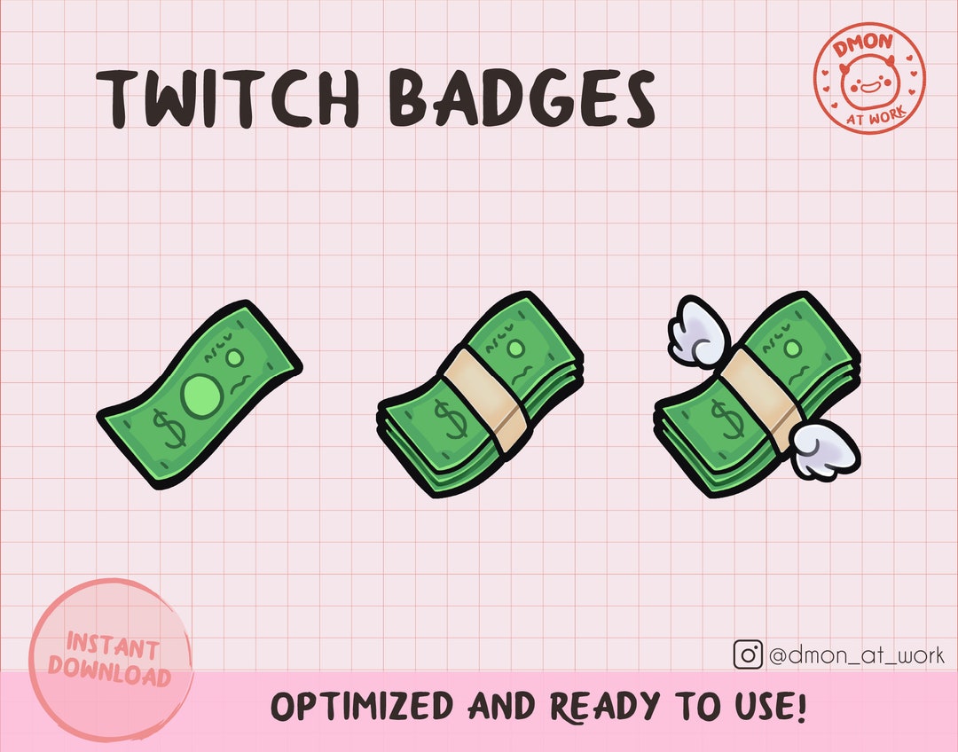 Twitch Badges Money Sub/bit Package 3 Levels / Dollar Bills / Money ...