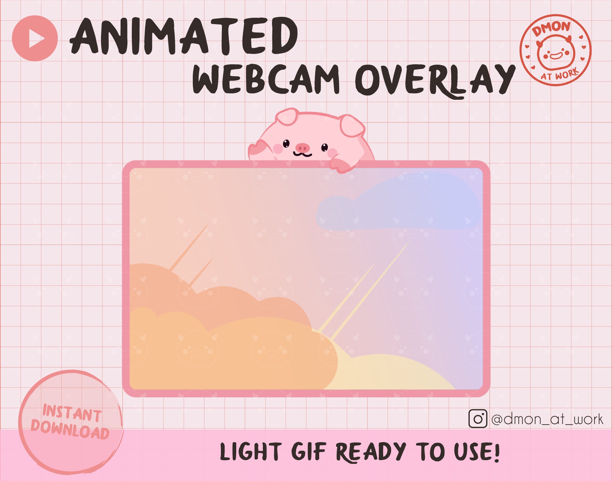Animated Webcam Overlay Bongo Pig Meme / Cámara Web Animada Cerdito - Etsy