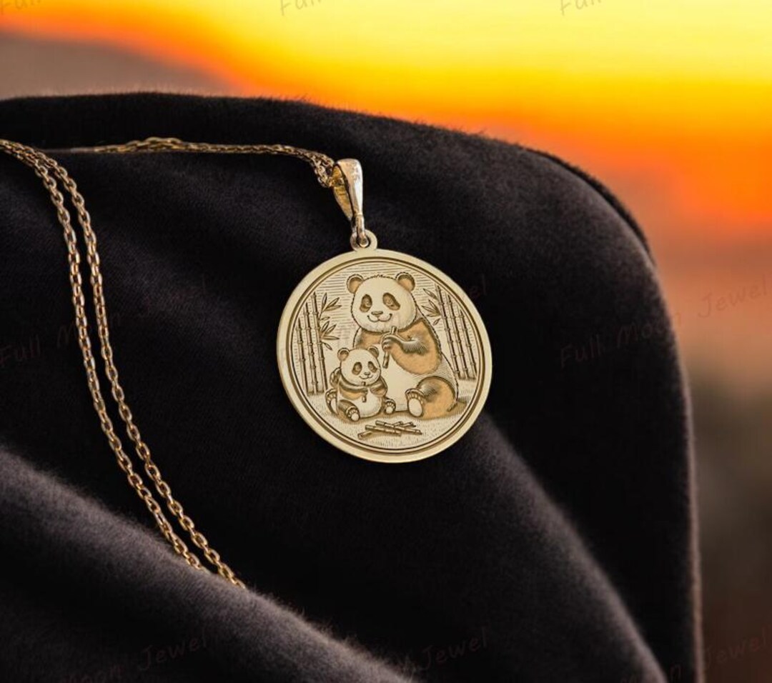 Mama Panda Necklace: 14K Gold Plated or Sterling Silver Mother Baby ...