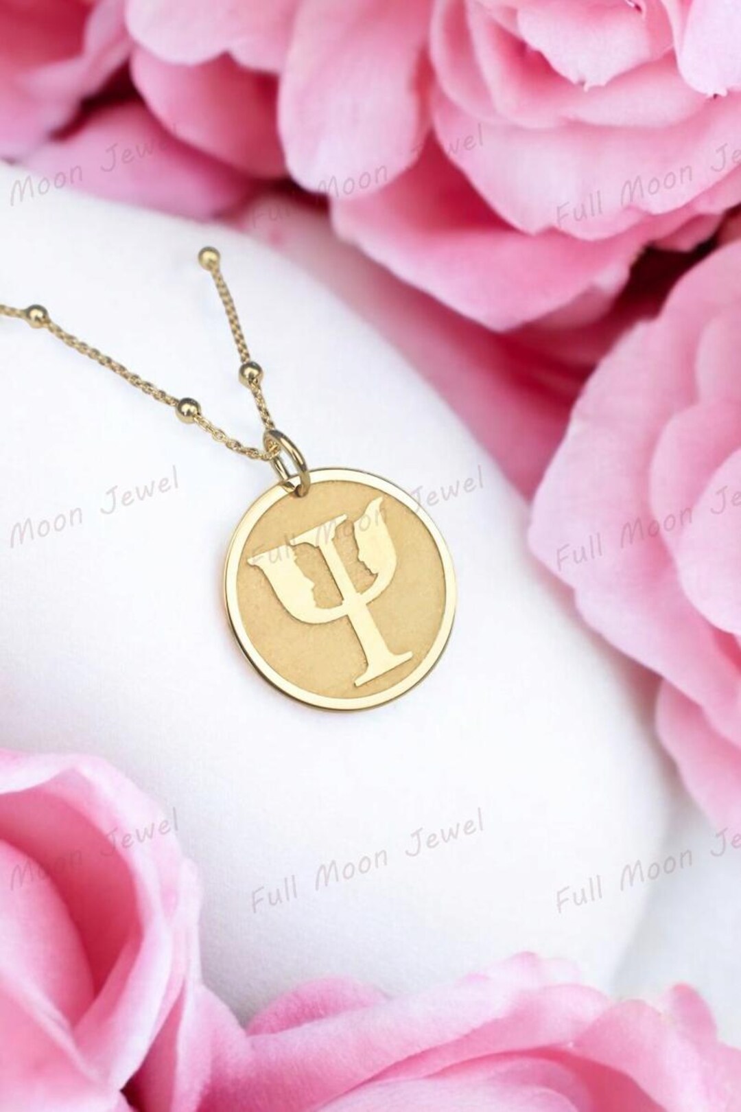 14K Gold Psi Symbol Necklace | Psychology Jewelry | Personalized ...