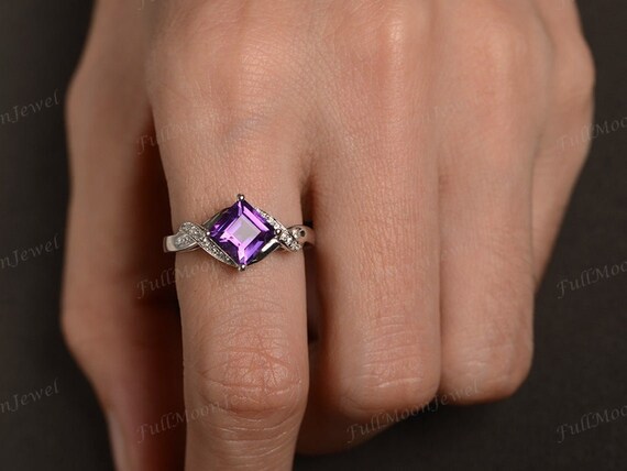 Amethyst gemstone American Diamond Ring Engagement Ring 925 | Etsy