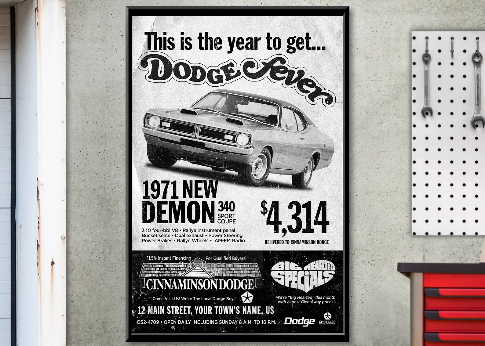 1971 Dodge Demon 24 x 36 Customized B&W Vintage Car Ad Poster | Etsy