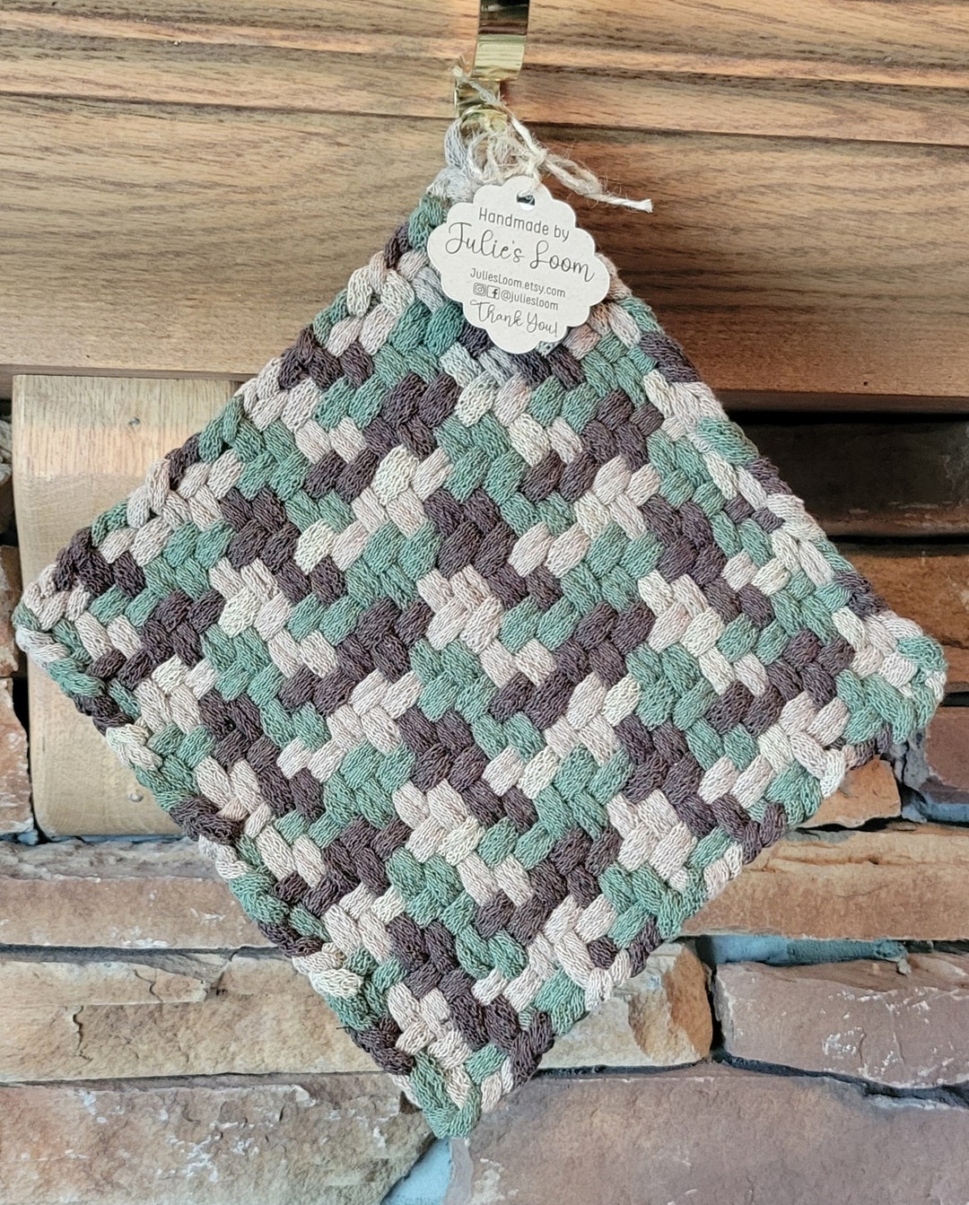 Camp Camo Woven Potholder Pro Loom Cotton Loop Hot Pad Trivet Coaster ...
