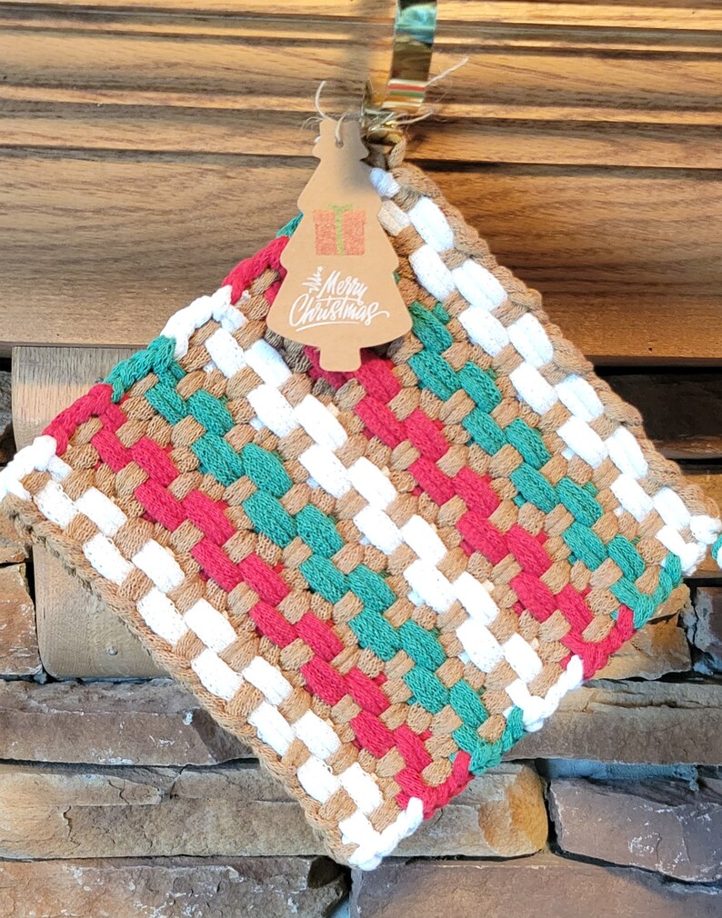 Gingerbread House Woven Potholder Handmade Pro Loop Trivet Hot - Etsy