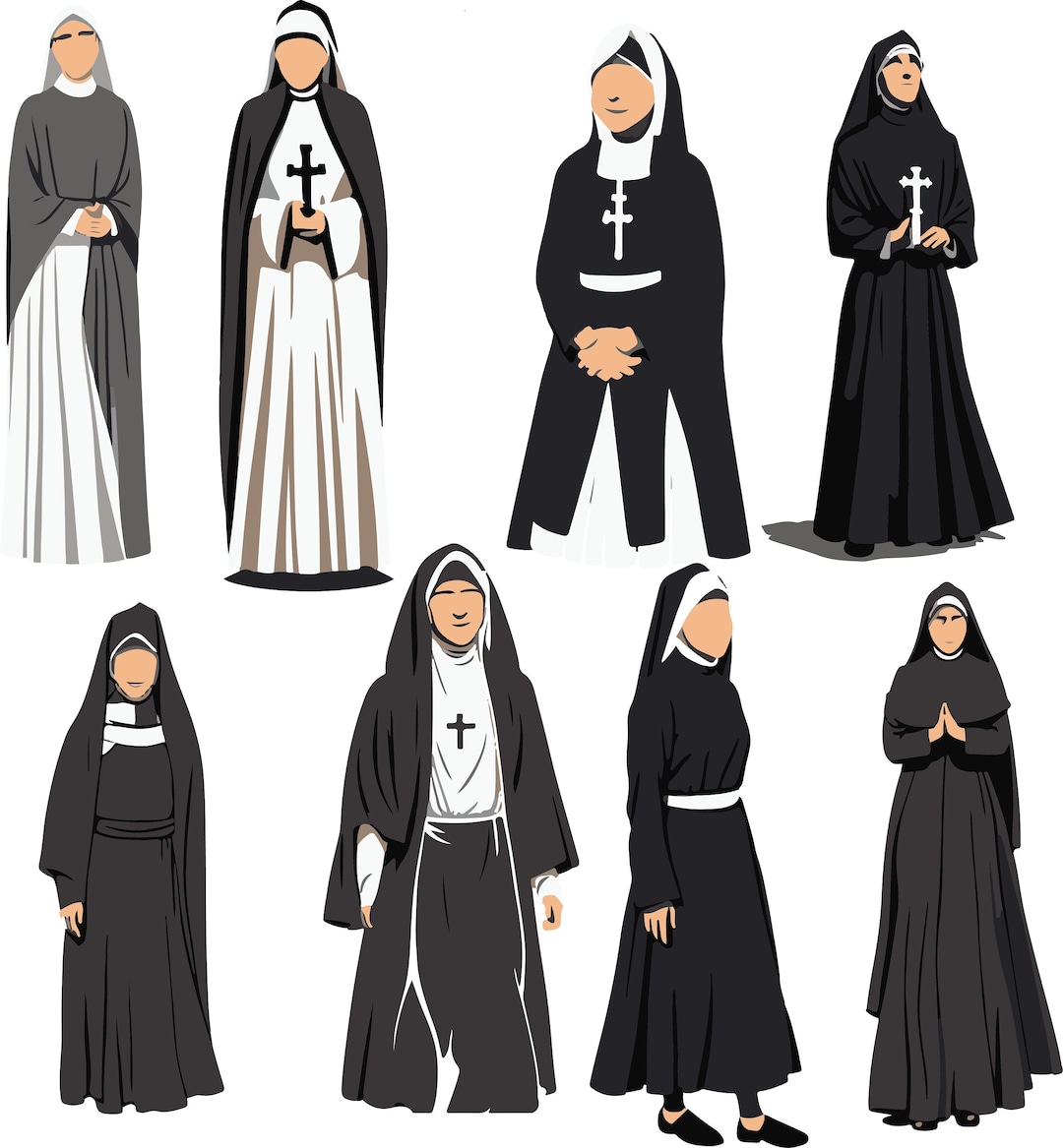 8 Catholic Nun Vector Illustrations SVG, PNG, Pdf Files Perfect for ...
