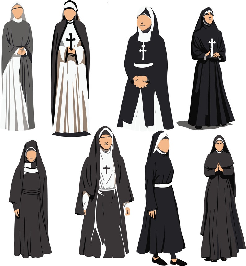 8 Catholic Nun Vector Illustrations SVG, PNG, Pdf Files Perfect for ...