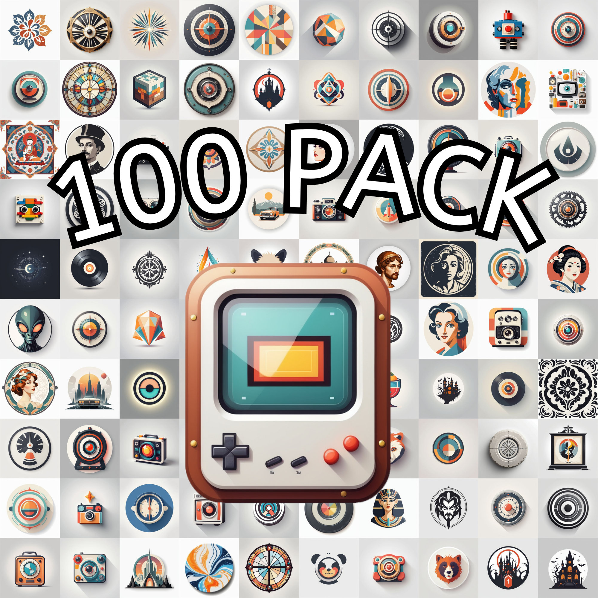 100 Retro-inspired Icon Pack Vintage Style Digital Icons for Web, Apps ...