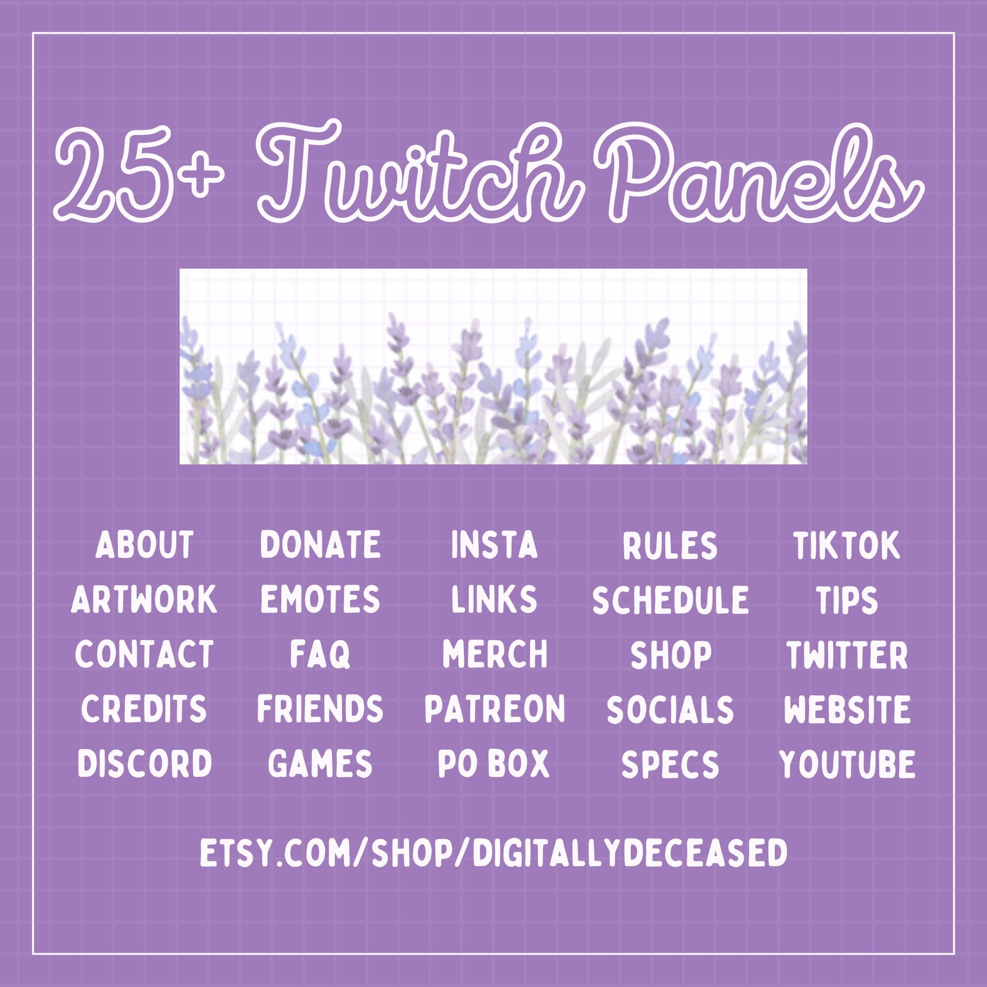 25+ Aesthetic Lavender Floral Twitch Panels | Cozy Streamer Assets - Etsy