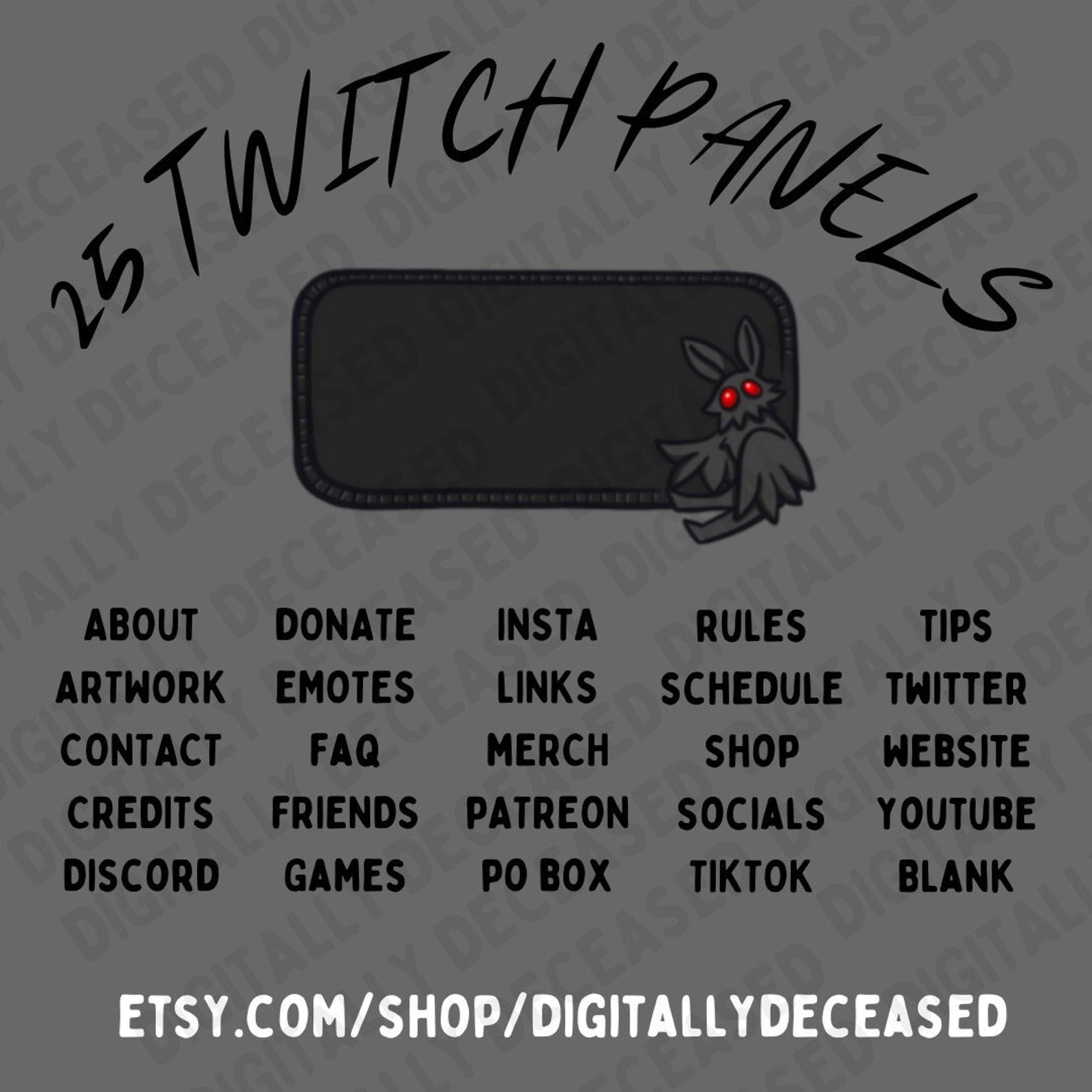 25 Cute Mothman Twitch Panels | Creepy Cute Cryptid Streamer Assets - Etsy