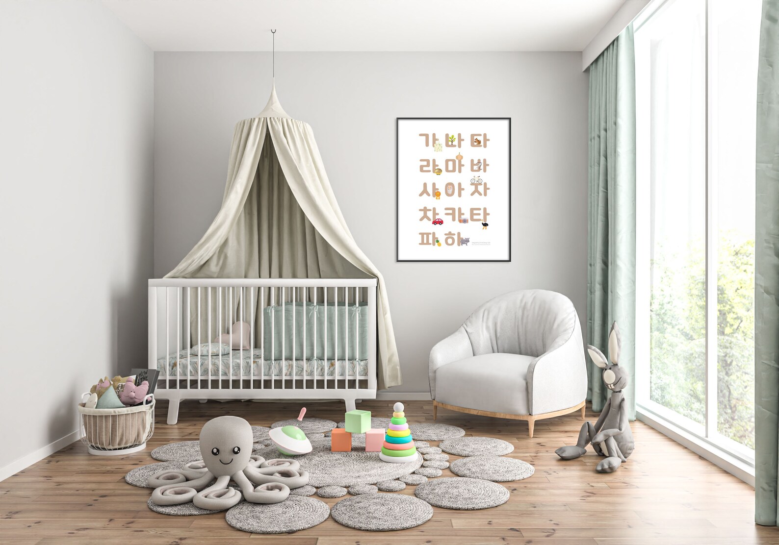 Korean Alphabet, Korean Poster, Korean Words, Korean Print, Korean ...