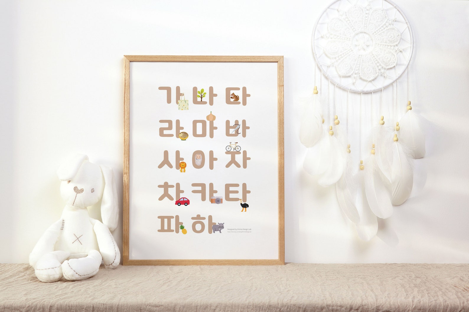 Korean Alphabet, Korean Poster, Korean Words, Korean Print, Korean ...