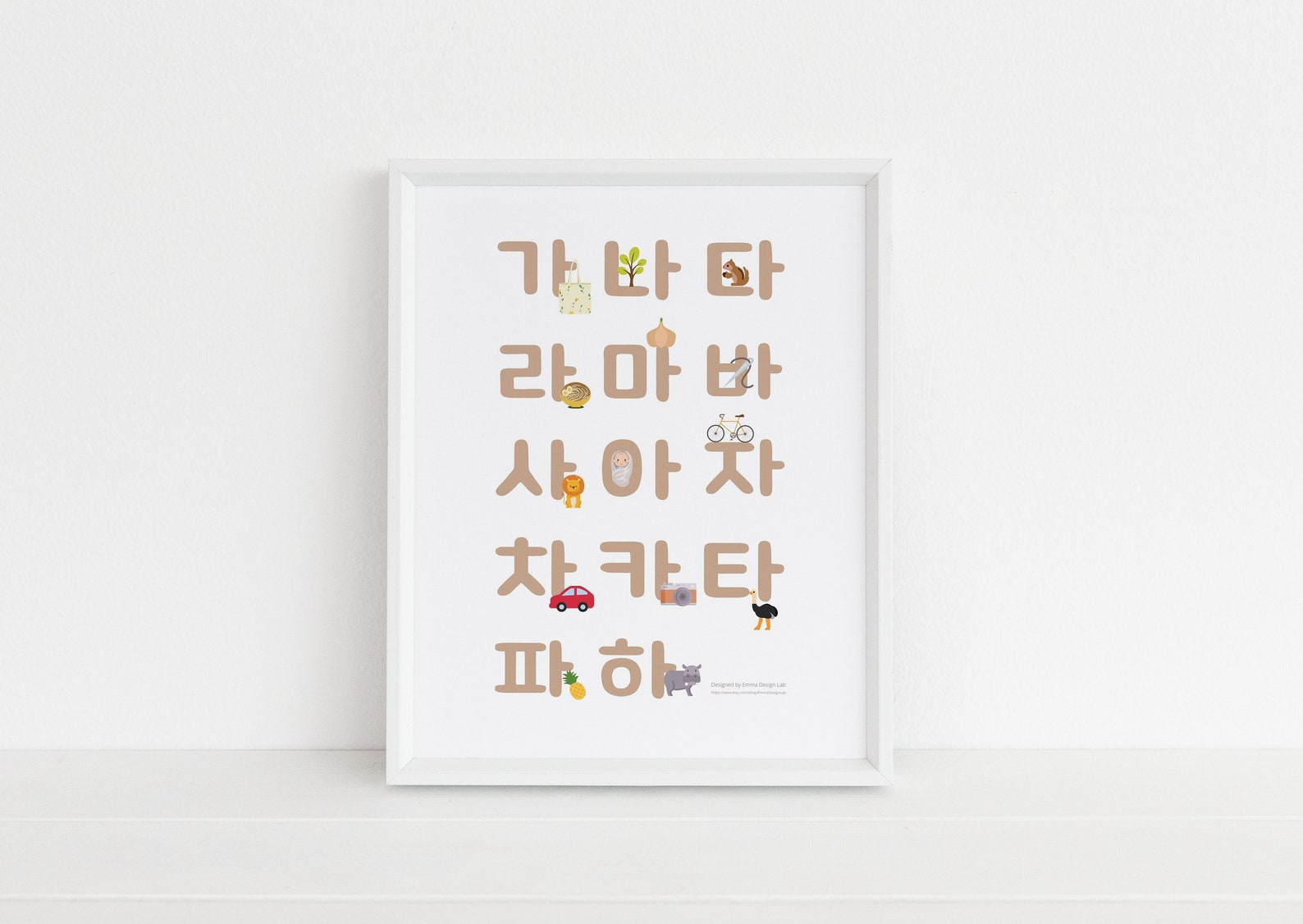Korean Alphabet, Korean Poster, Korean Words, Korean Print, Korean ...
