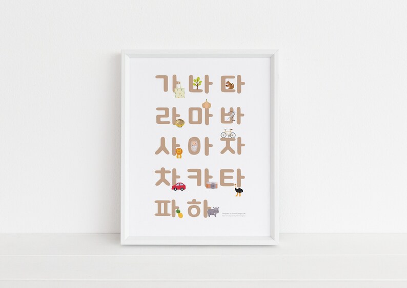 Korean Alphabet, Korean Poster, Korean Words, Korean Print, Korean ...
