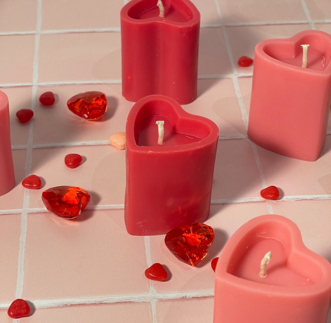 Heart Candle Custom Pillar Candles Heart Shaped Candle - Etsy