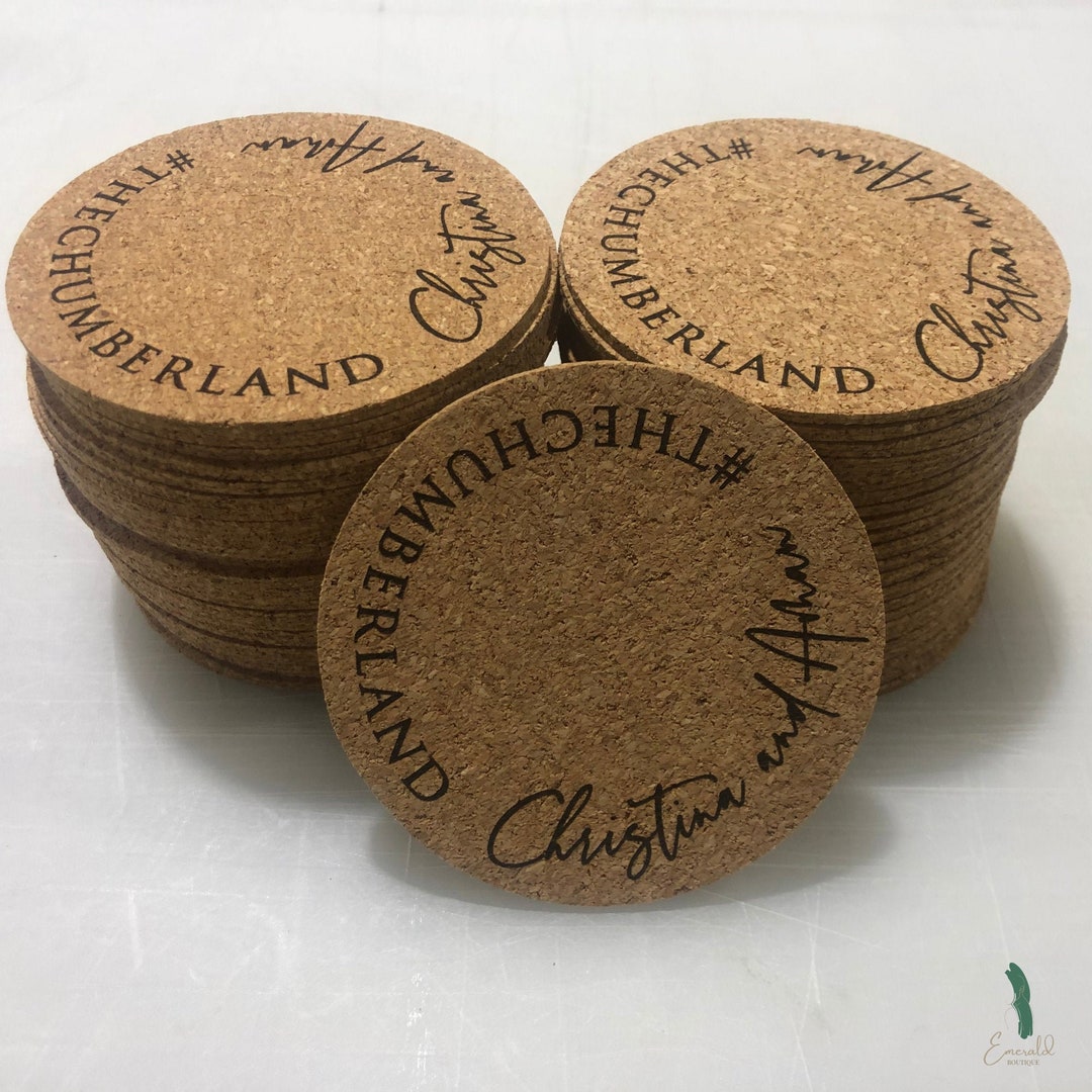 Custom Engraved Cork Coasters Customizable for Any Event Wedding Decor ...