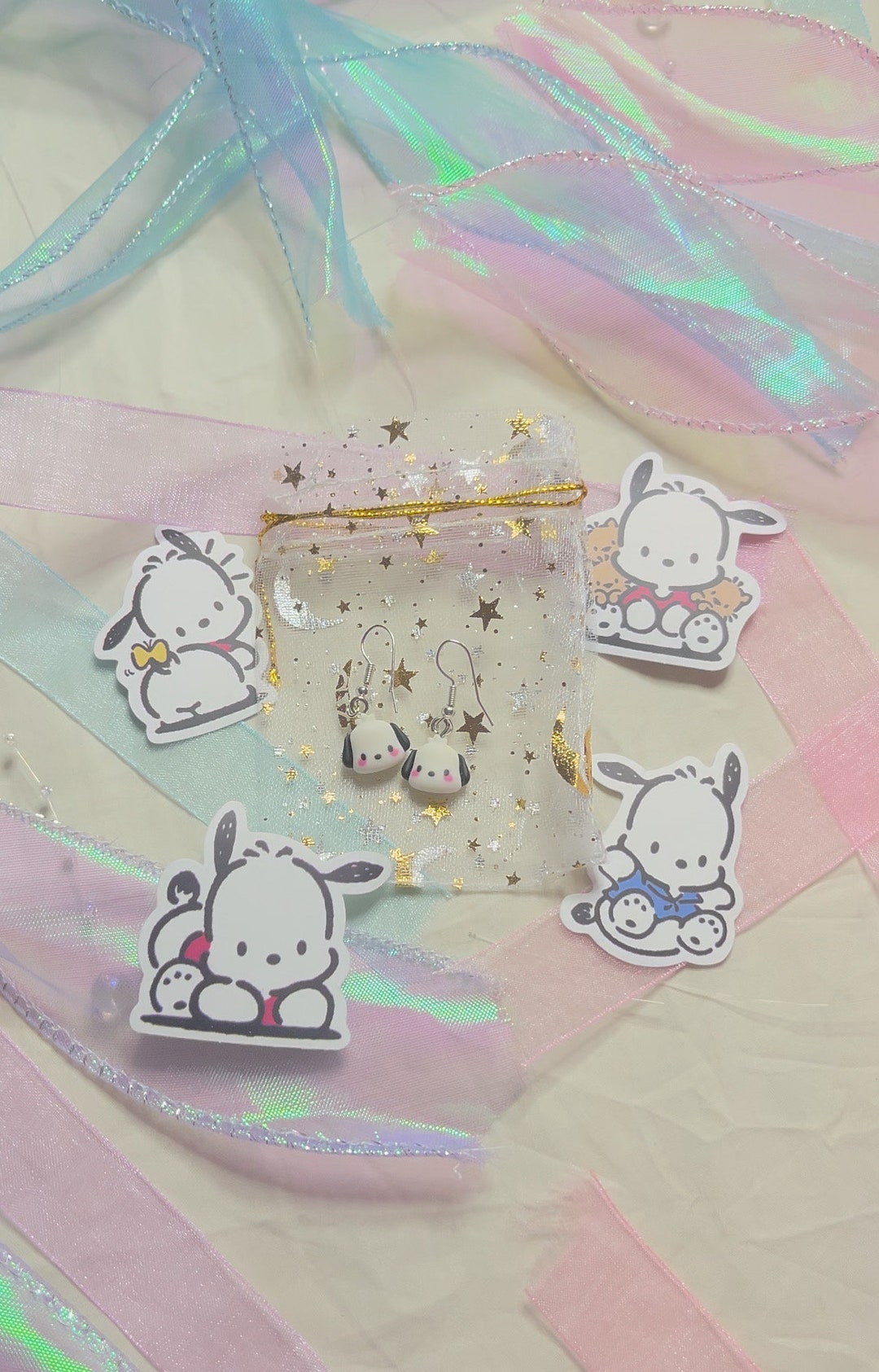 Kawaii Cute Sanrio Pochacco Puppy Dog Dangle Drop Earrings - Etsy