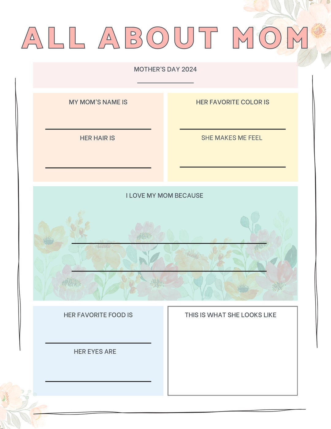 Mother’s Day Pre K Questionnaire, Classroom Activities, Pre-k Holidays ...