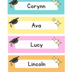 Colorful Graduation Classroom Tags, Portfolio Label Tags, Classroom ...