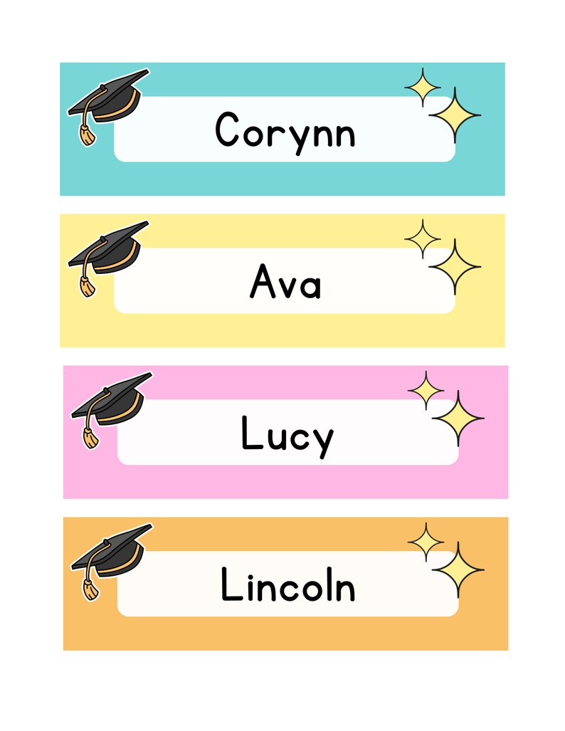 Colorful Graduation Classroom Tags, Portfolio Label Tags, Classroom ...