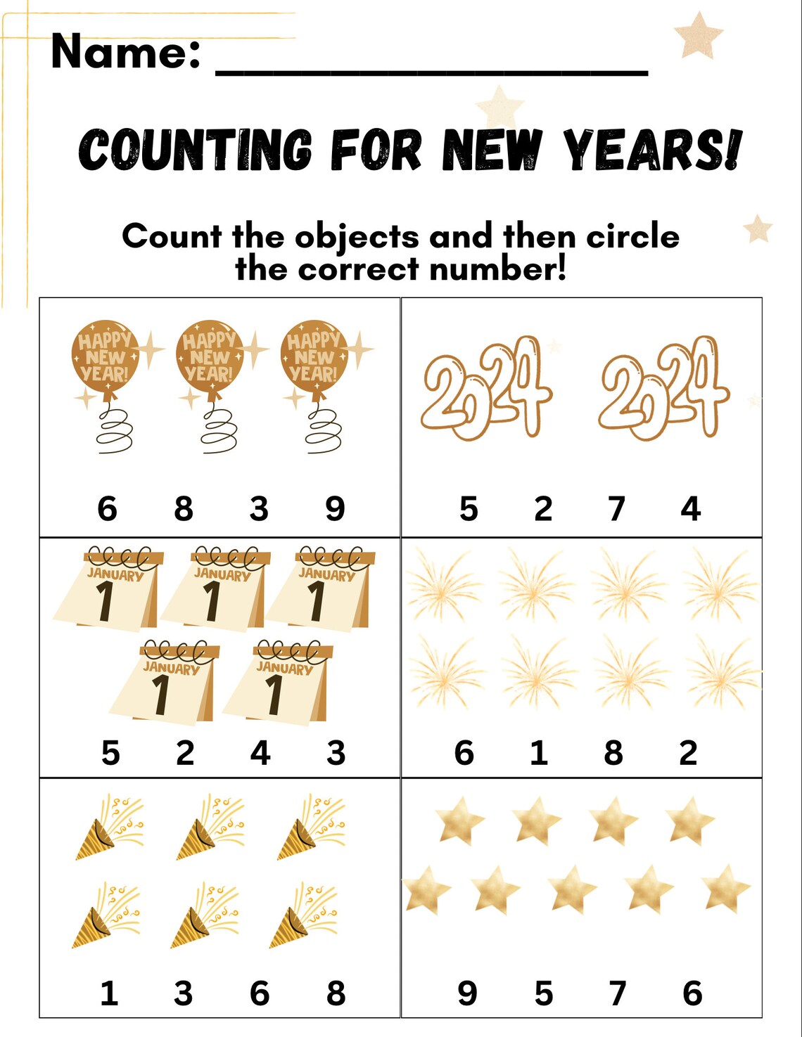 New Years Number Matching for Pre- K • Prek Fine Motor • Preschool ...