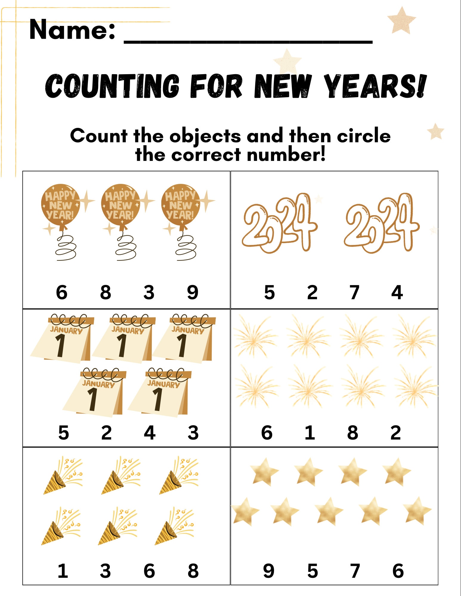 New Years Number Matching for Pre- K • Prek Fine Motor • Preschool ...