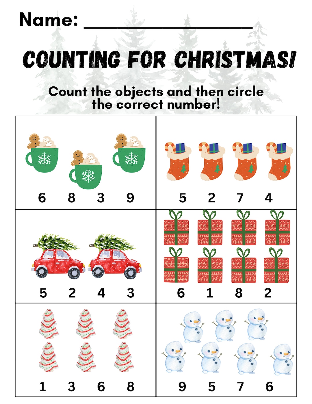 Christmas Number Matching for Pre- K • Prek Fine Motor • Preschool ...