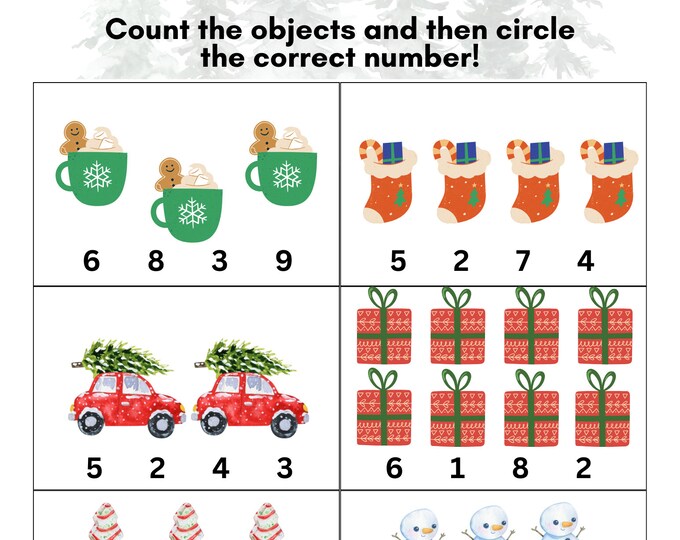 Christmas Number Matching for Pre- K • Prek Fine Motor • Preschool ...