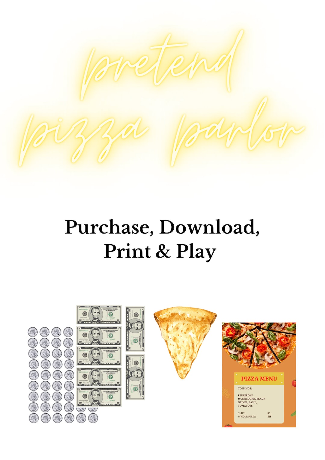 Printable Pizza Parlor Paper Printable Imaginary Play Busy Books Road ...