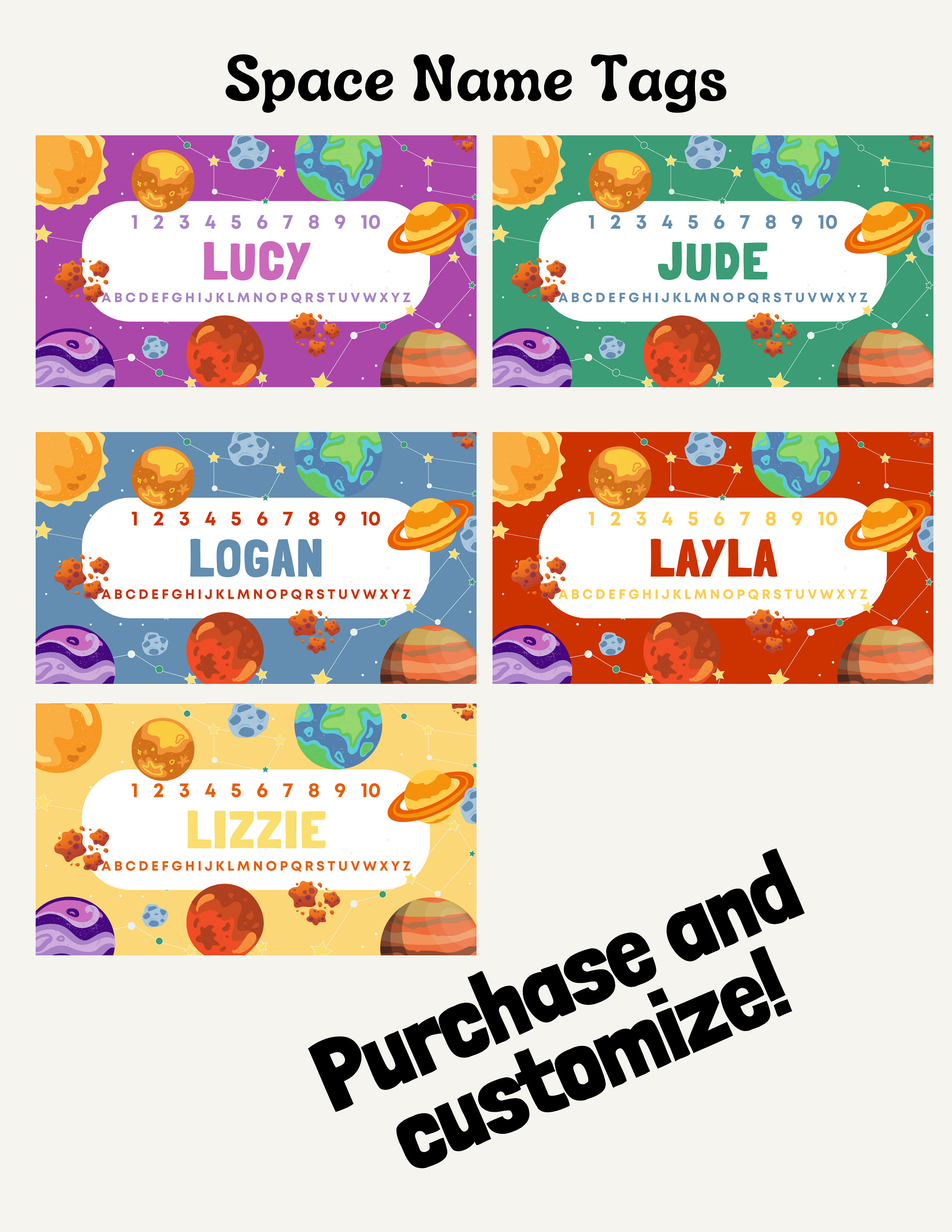 Space Themed Classroom Tags, Classroom Tags, Classroom Decor, Space ...