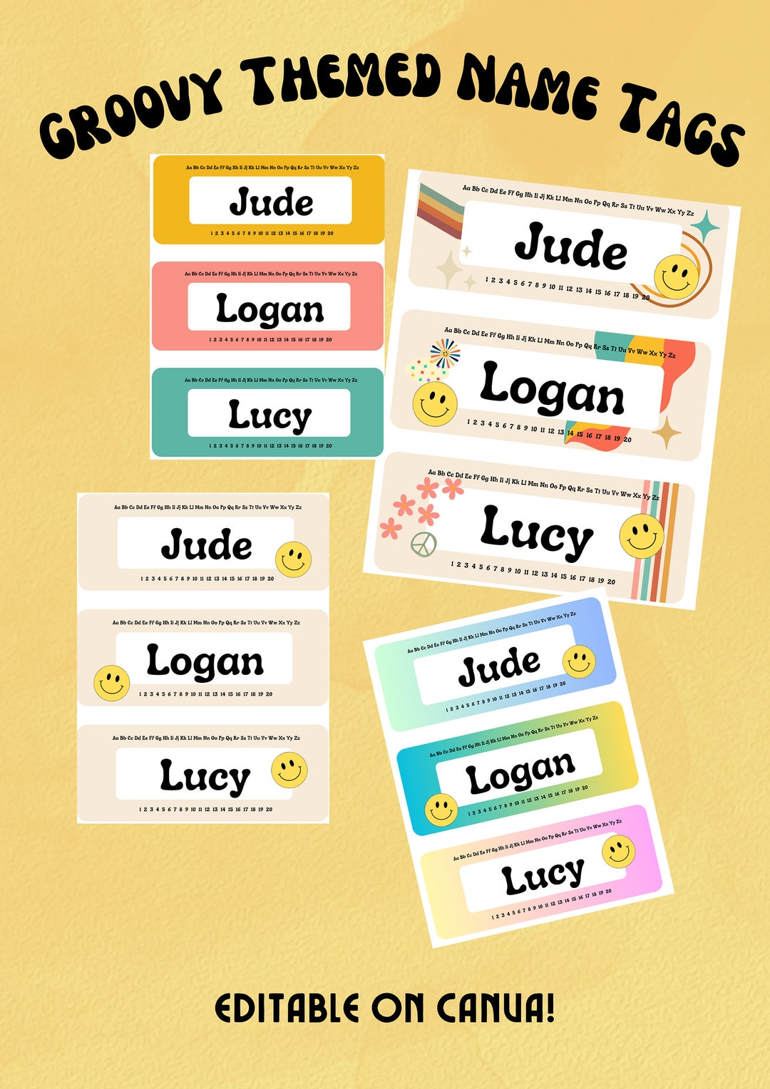 Groovy Themed Classroom Tags, Classroom Tags, Classroom Decor, Hippie ...