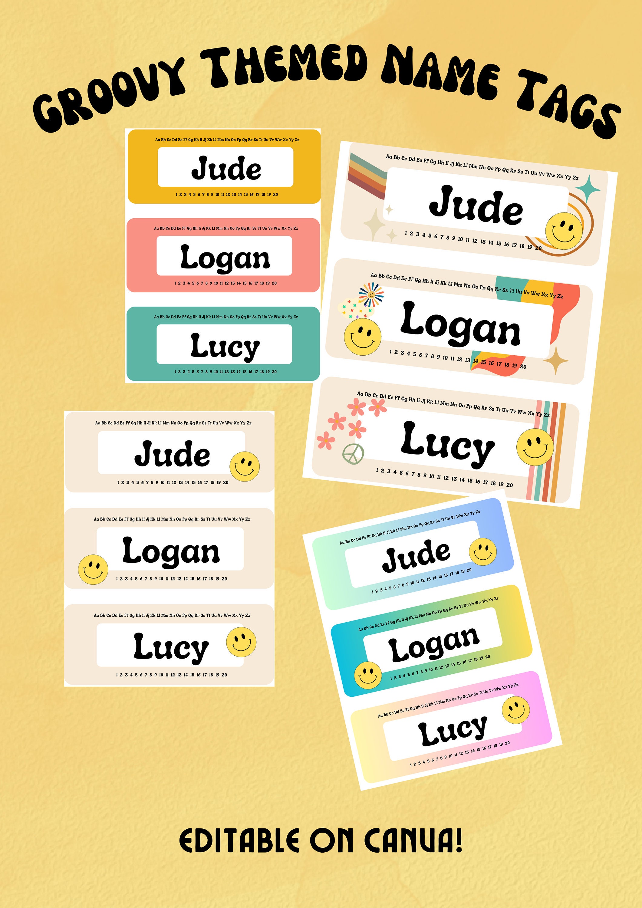 Groovy Themed Classroom Tags, Classroom Tags, Classroom Decor, Hippie ...