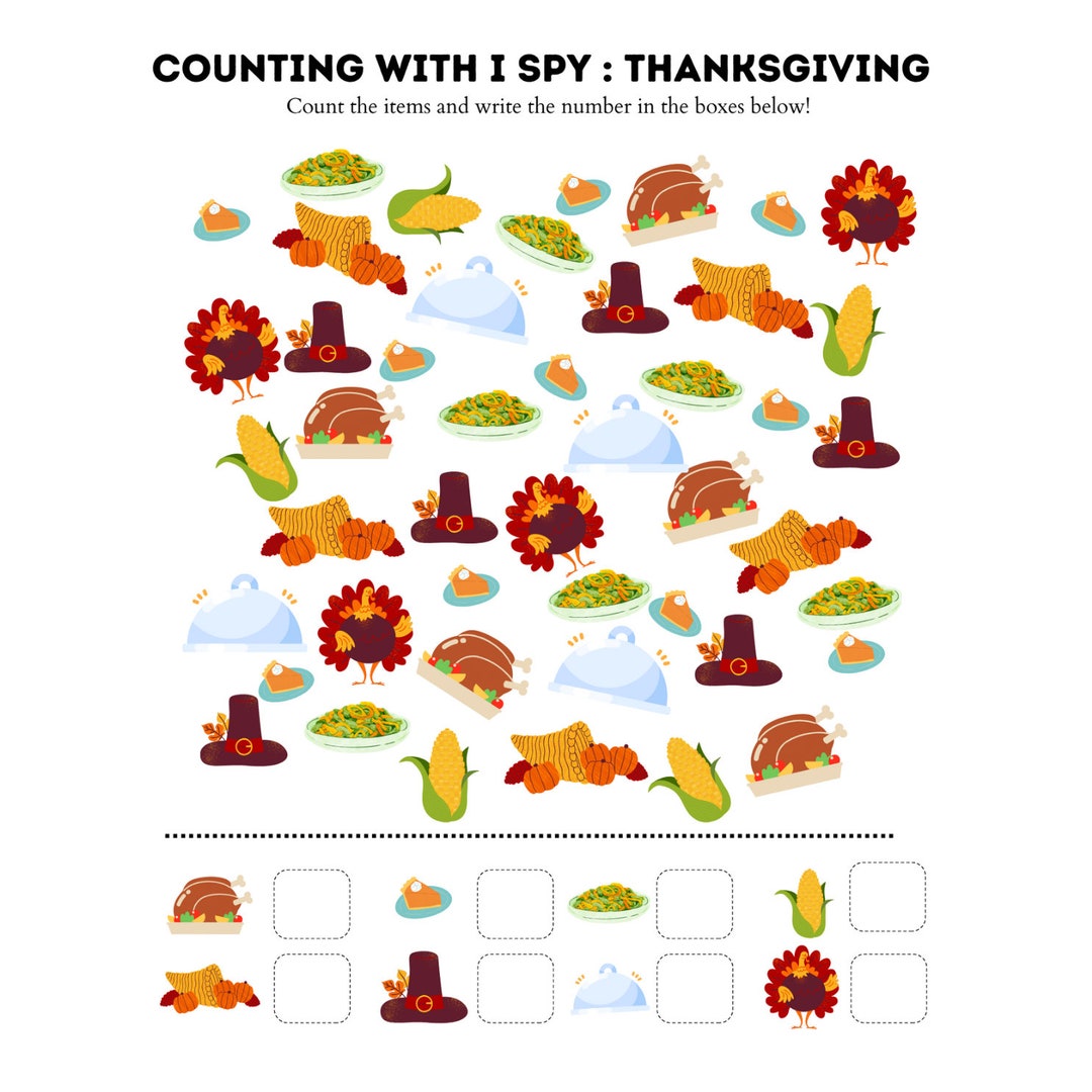 Thanksgiving I Spy for Pre K Prek Fine Motor Preschool Tools Fun ...