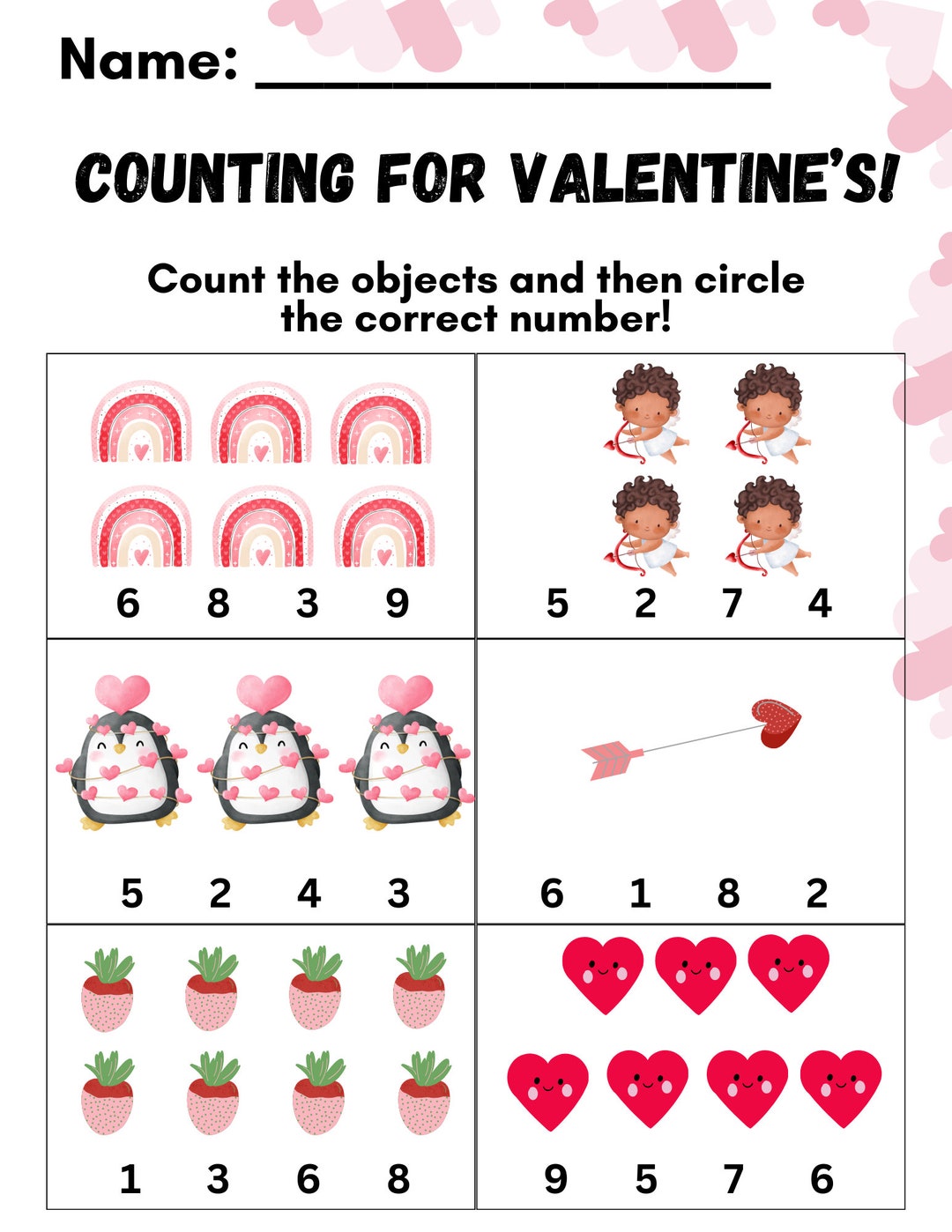 Valentine Number Matching for Pre- K • Prek Fine Motor • Preschool ...