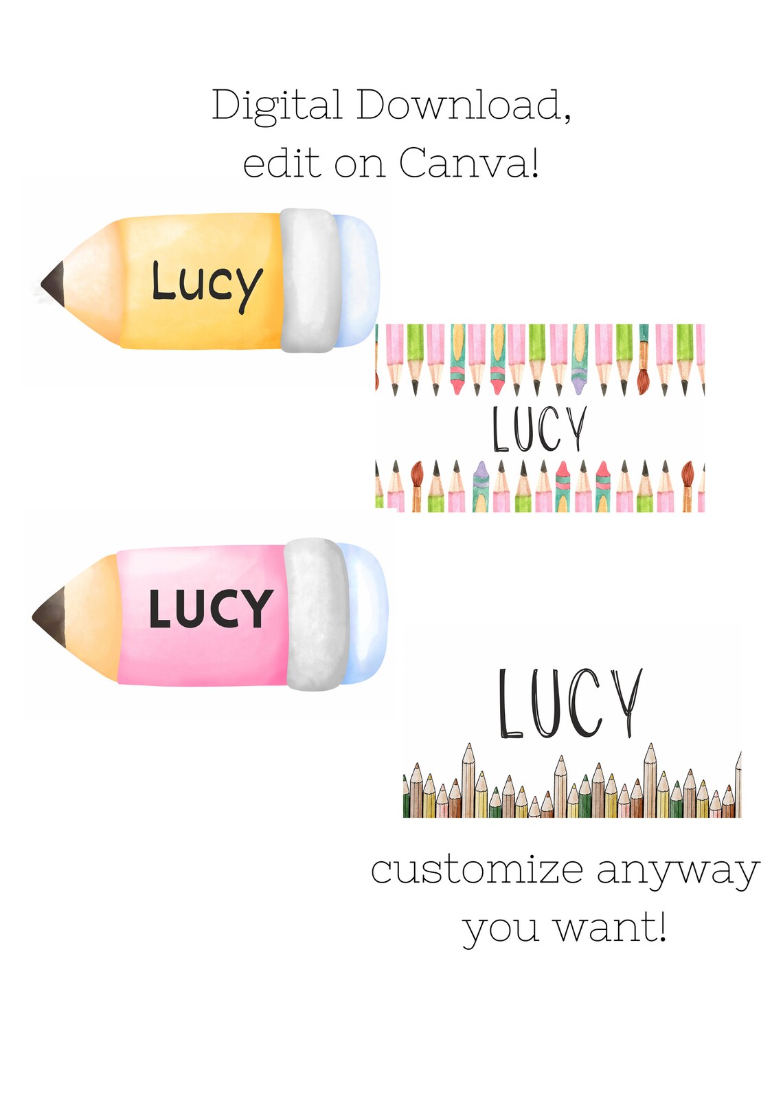 Pencil Themed Classroom Tags, Classroom Tags, Classroom Decor, Colorful ...