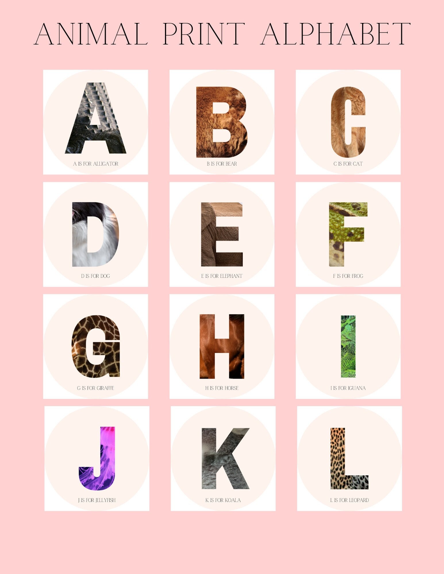Animal Print Alphabet Posters Classroom Alphabet Classroom - Etsy