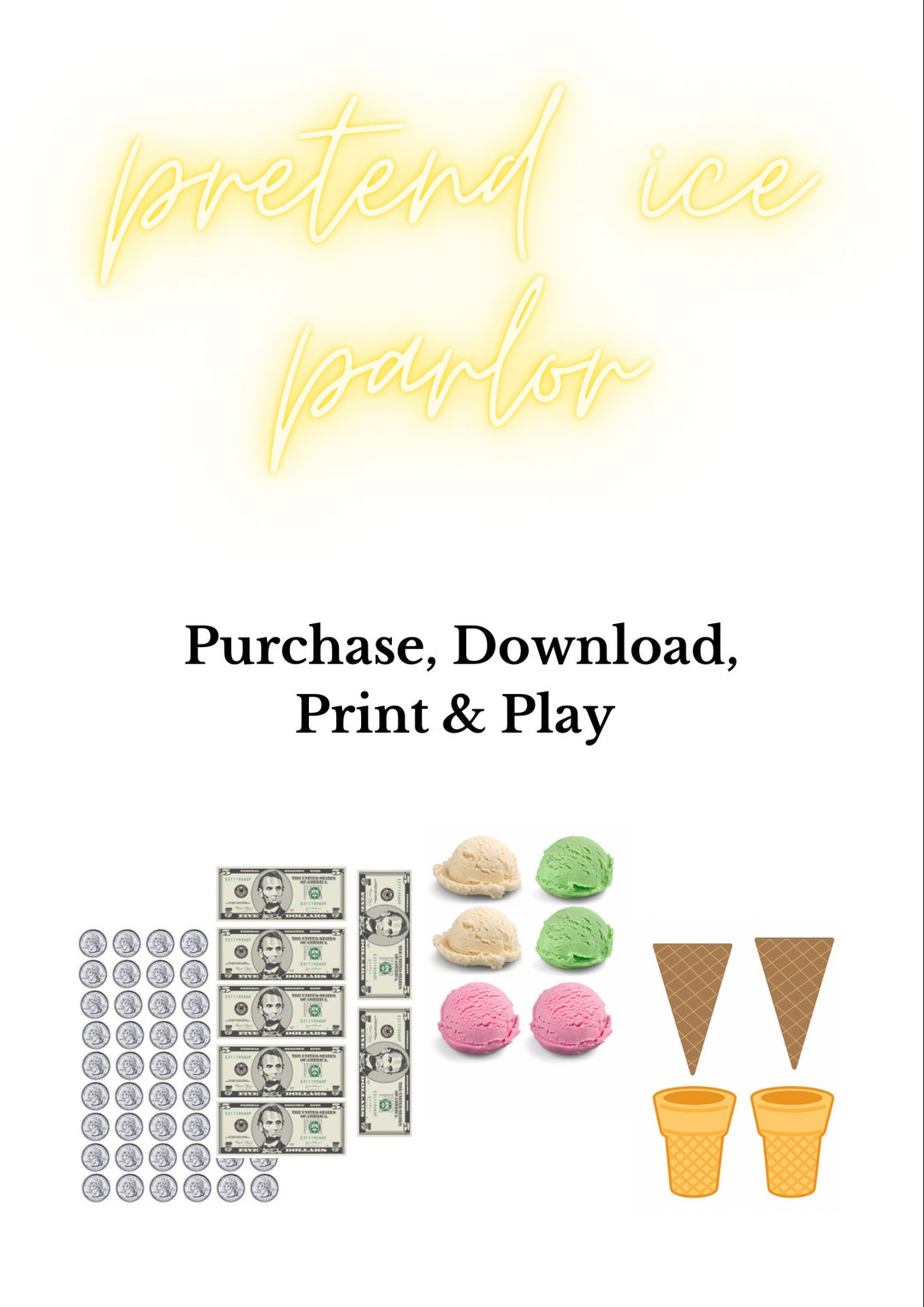 Printable Ice Cream Parlor Paper Printable Imaginary Play Busy Books ...