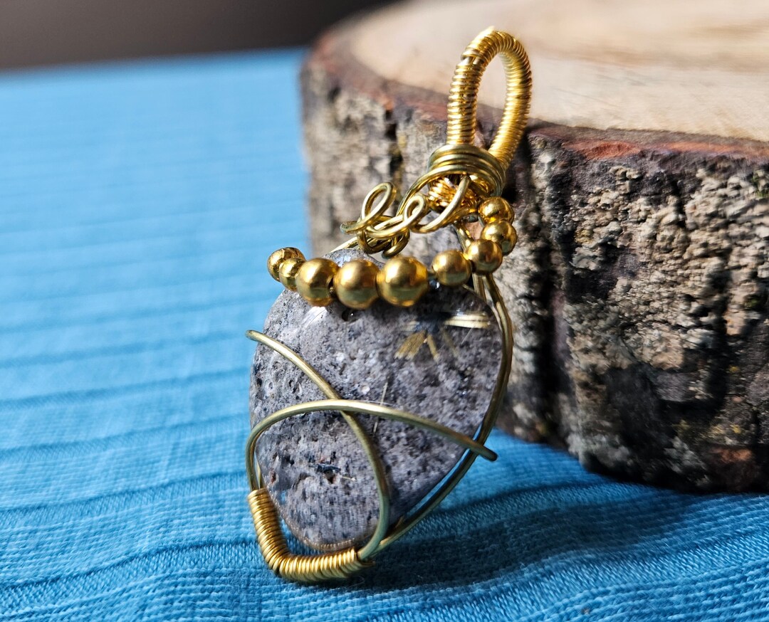Garden Quartz W/ Gold Rutile Wire Wrapped Pendant - Etsy