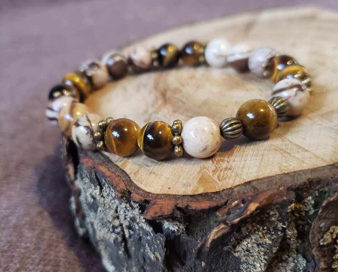 Tigers Eye & Chocolate Jasper Bracelet - Etsy