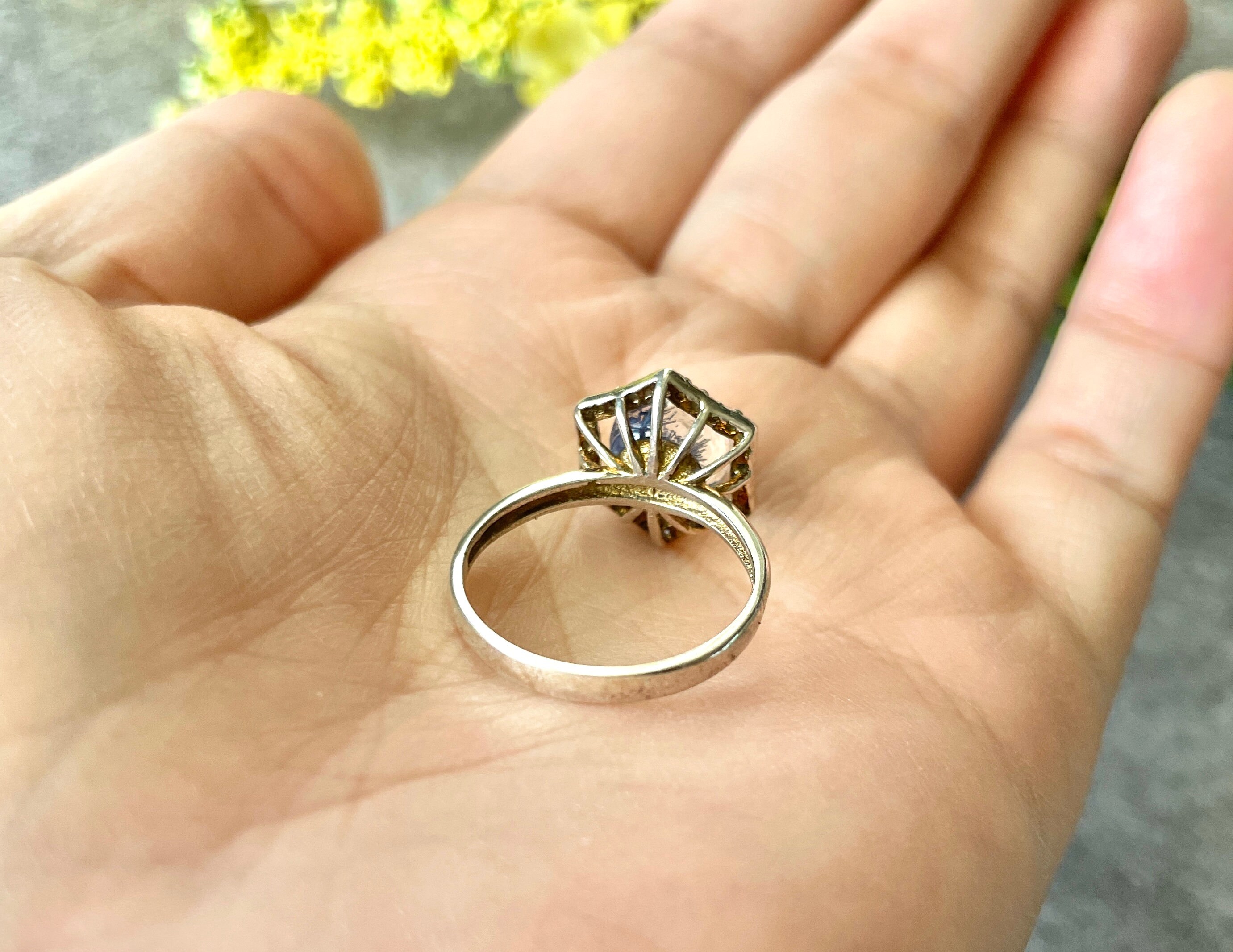 RARE 5mm Blue Dumortierite Quartz Sphere Engagement Ring Size 7/silver ...