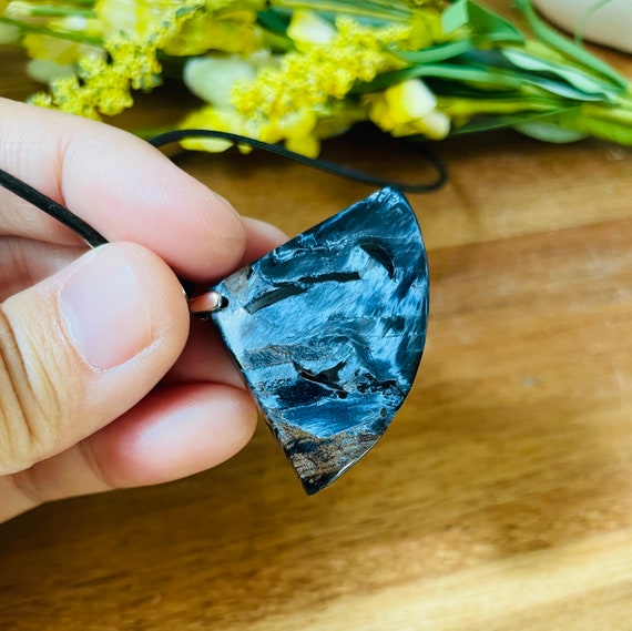Navy Blue Fire Pietersite Sector Shape Pendant/Fan Sh… - Gem