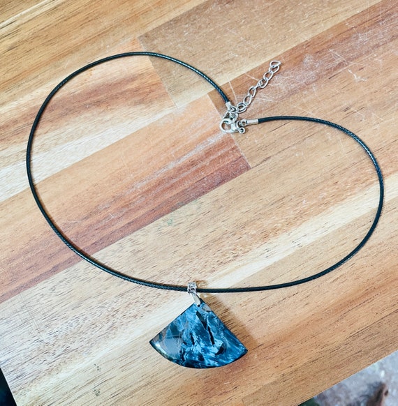 Navy Blue Fire Pietersite Sector Shape Pendant/Fan Sh… - Gem