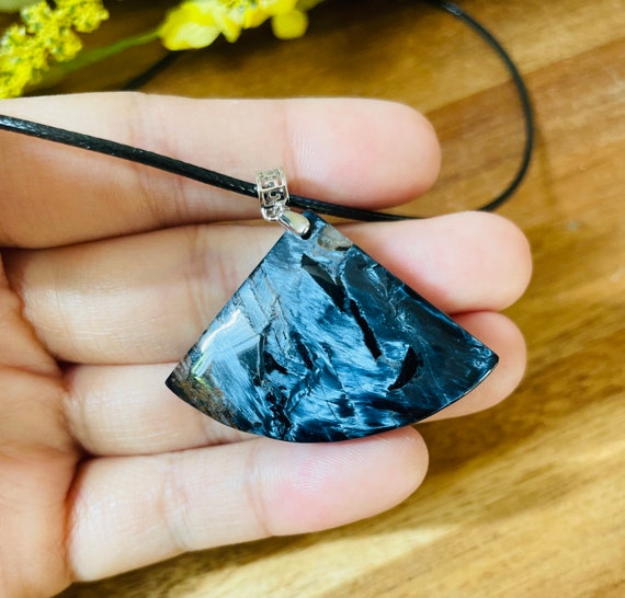 Navy Blue Fire Pietersite Sector Shape Pendant/Fan Sh… - Gem