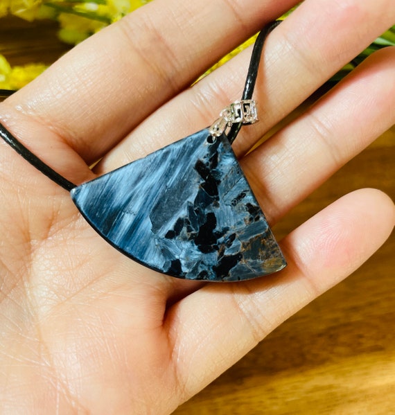 Navy Blue Fire Pietersite Sector Shape Pendant/Fan Sh… - Gem
