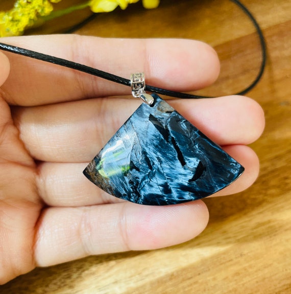 Navy Blue Fire Pietersite Sector Shape Pendant/Fan Sh… - Gem
