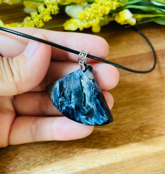 Navy Blue Fire Pietersite Sector Shape Pendant/Fan Sh… - Gem