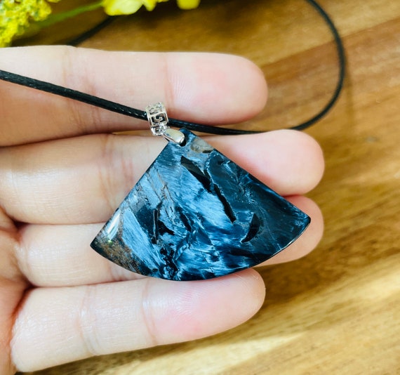 Navy Blue Fire Pietersite Sector Shape Pendant/Fan Sh… - Gem