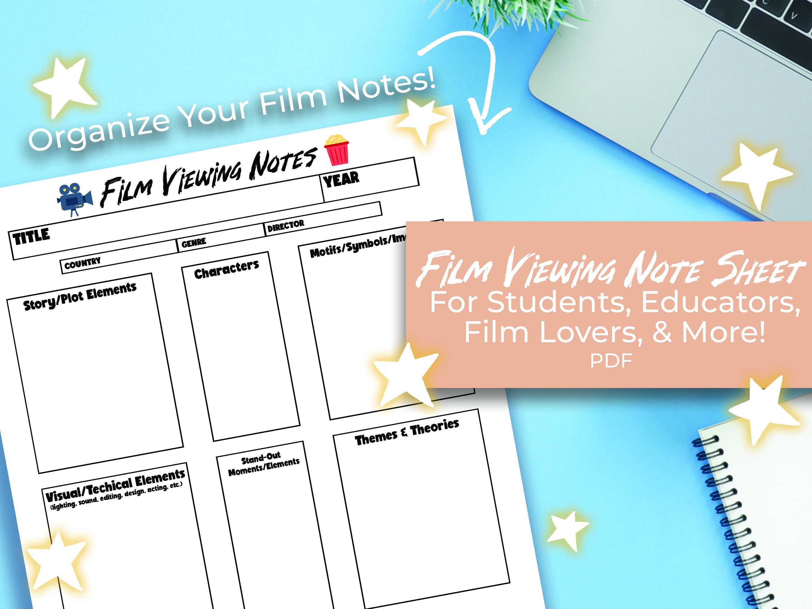 Film Viewing Note Sheet - Organize Your Film Viewing Sessions! - Etsy UK