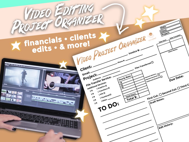 Video Editing Project Organizer - Video Editor Resource & Planner - Etsy