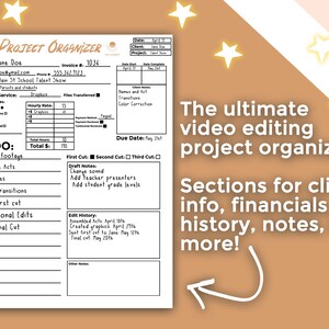 Video Editing Project Organizer - Video Editor Resource & Planner - Etsy